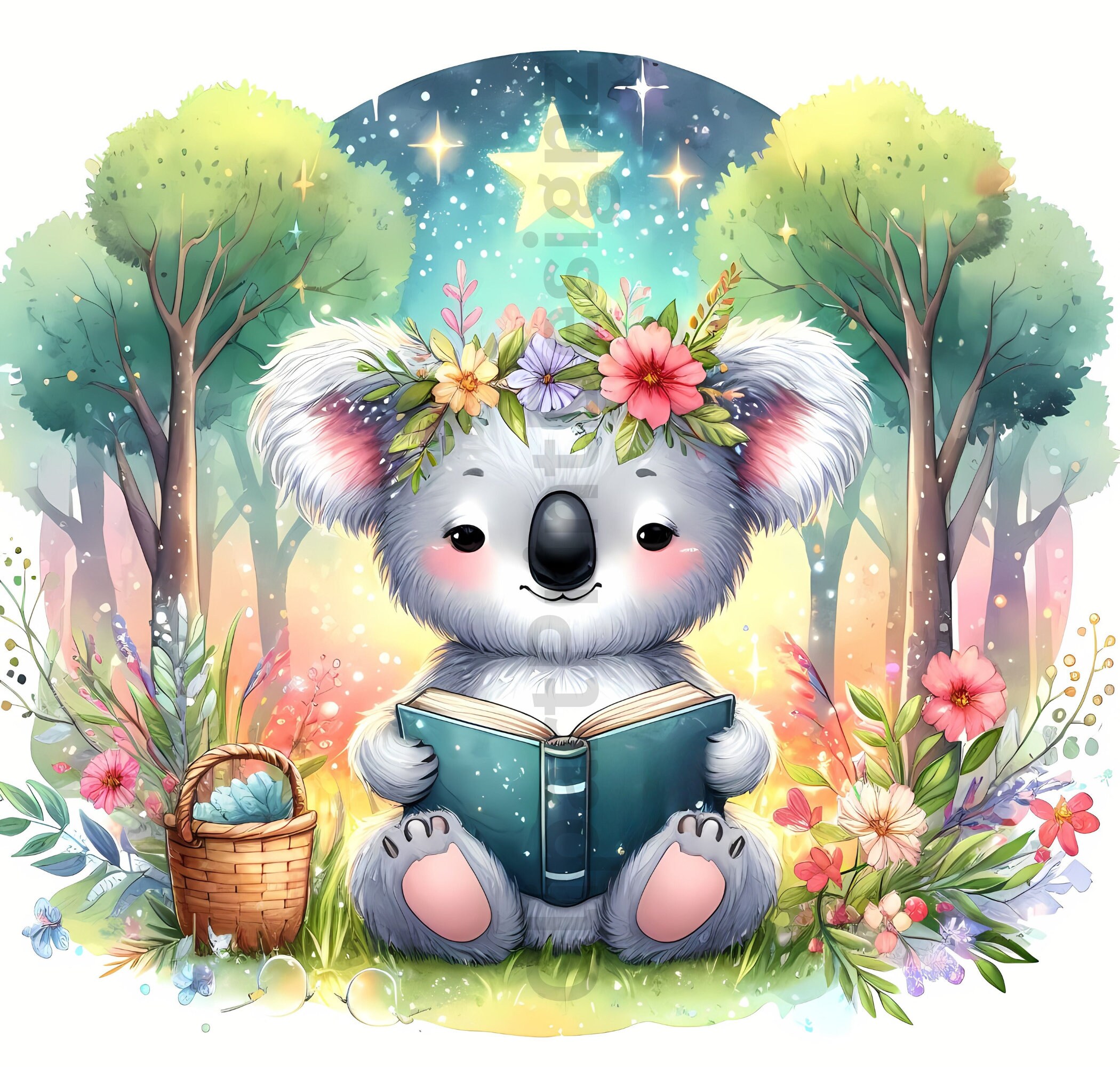 Cute Summer Koalas Clipart Bundle, Watercolor Koala Clip Art Images ...