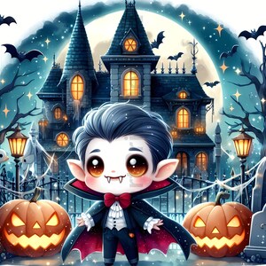 Cute Halloween Vampires Clipart Bundle, Watercolor Vampire Clip Art ...