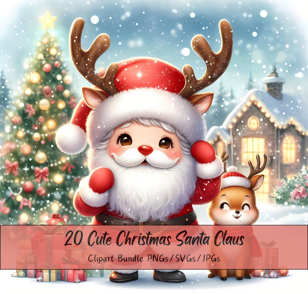 Cute Christmas Santa Claus Clipart Bundle, Xmas Clauses Clip Art Images ...