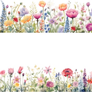Watercolor Spring Flower Borders, Clipart Bundle, 20 High Quality Pngs ...