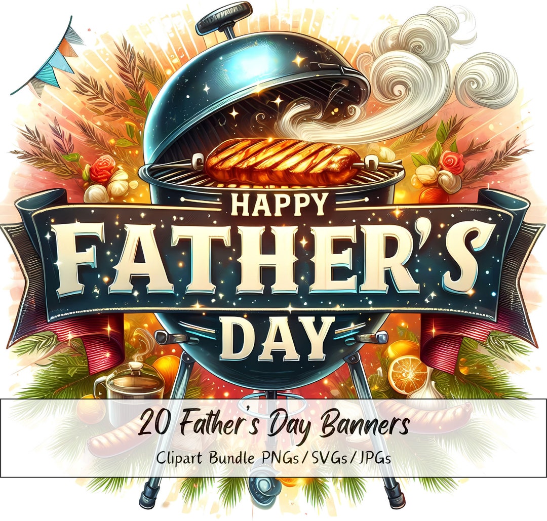 Happy Father's Day Banners Clipart Bundle, Watercolor Clip Art Images ...