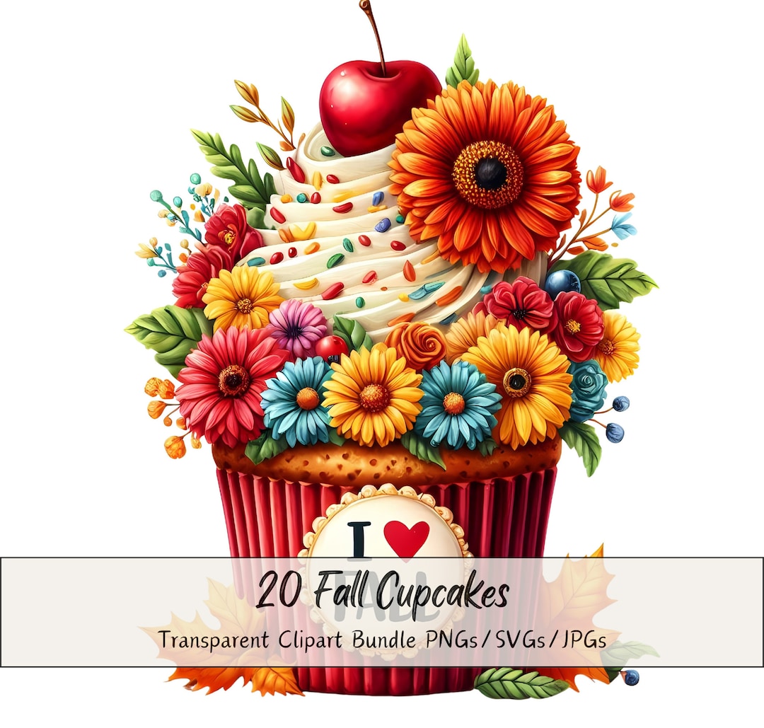 Fall Cupcakes Clipart Bundle, Watercolor Clip Art Images, High Quality ...