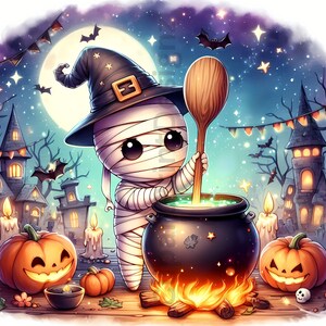 Cute Halloween Mummies Clipart Bundle, Watercolor Mummy Clip Art Images ...