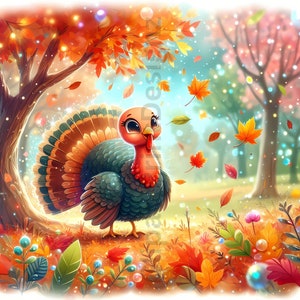 Cute Fall Turkeys Clipart Bundle, Watercolor Turkey Clip Art Images ...