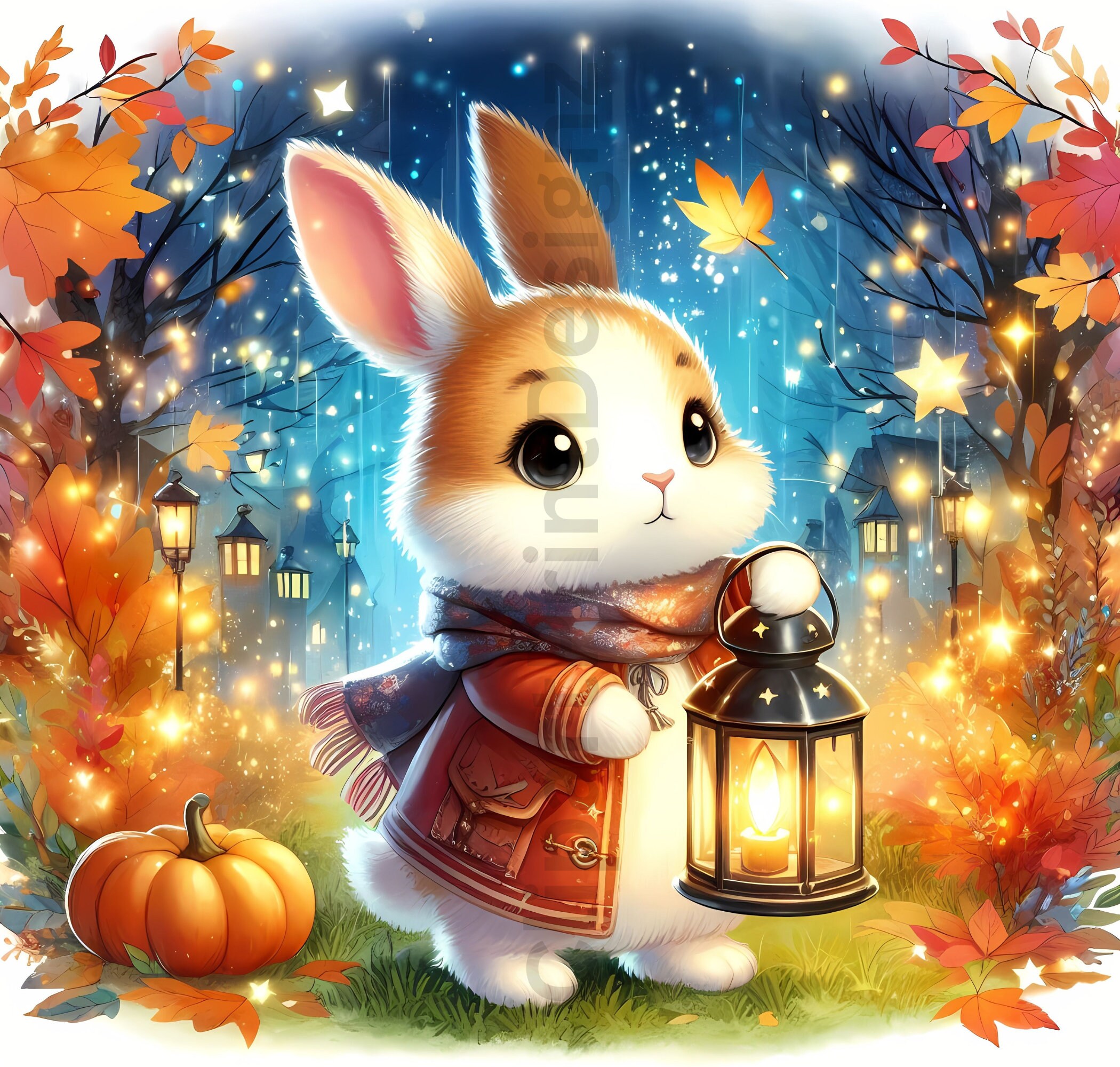 Cute Fall Rabbits Clipart Bundle, Watercolor Autumn Rabbit Clip Art ...