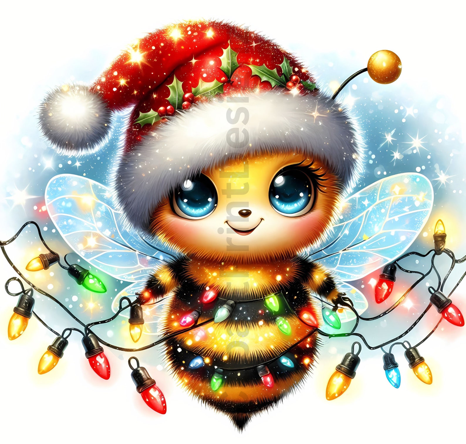 Cute Christmas Bees Clipart Bundle, Xmas Bee Clip Art Images ...