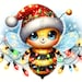 Cute Christmas Bees Clipart Bundle, Xmas Bee Clip Art Images ...