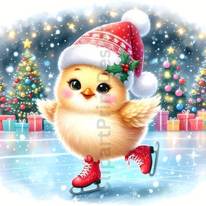 Cute Christmas Chicken Clipart Bundle, Xmas Chick Clip Art Images ...