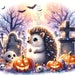 Cute Halloween Hedgehogs Clipart Bundle, Watercolor Hedgehog Clip Art ...