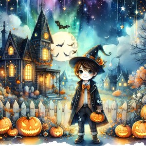 Cute Halloween Boys Clipart Bundle, Watercolor Boy Clip Art Images ...