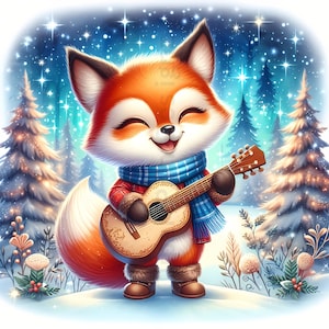 Cute Winter Fox Clipart Bundle, Festive Watercolor Clip Art Images, 20 ...