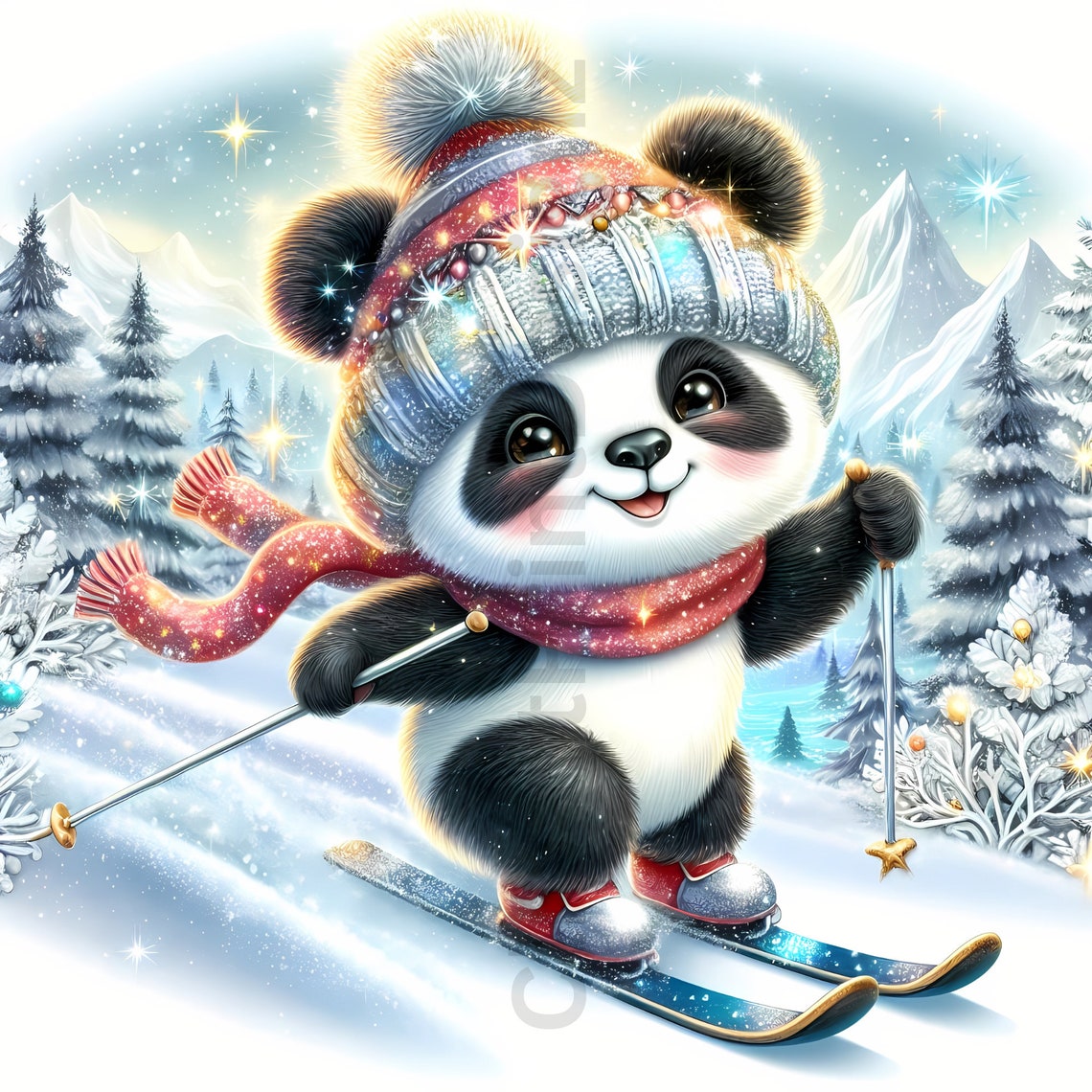 Cute Winter Panda Clipart Bundle Festive Watercolor Clip Art - Etsy