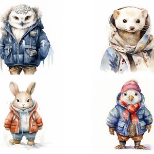 Watercolor Winter Animals Clipart, Christmas Animals Bundle, Animals ...