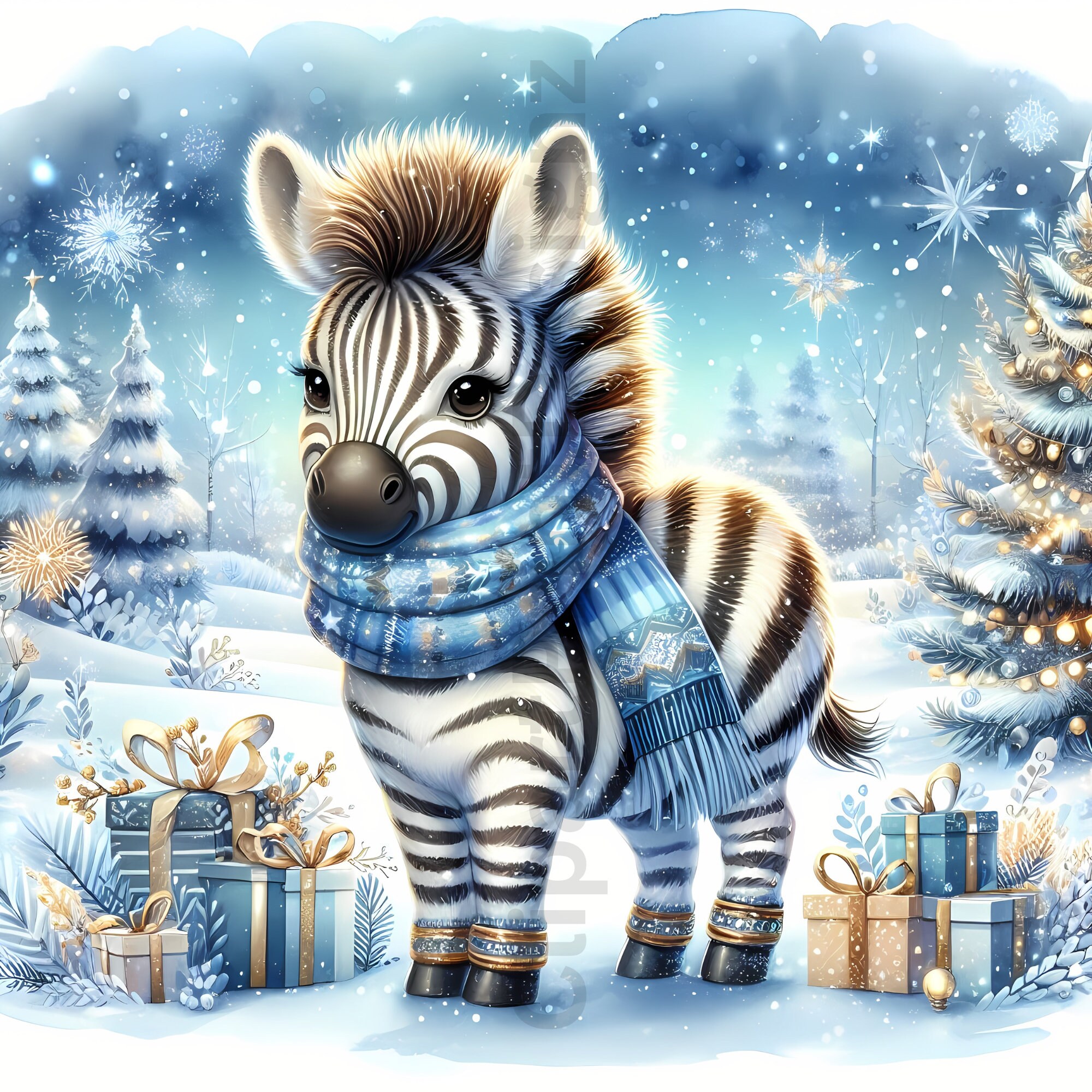 Cute Winter Safari Animals Clipart Bundle Festive Watercolor - Etsy