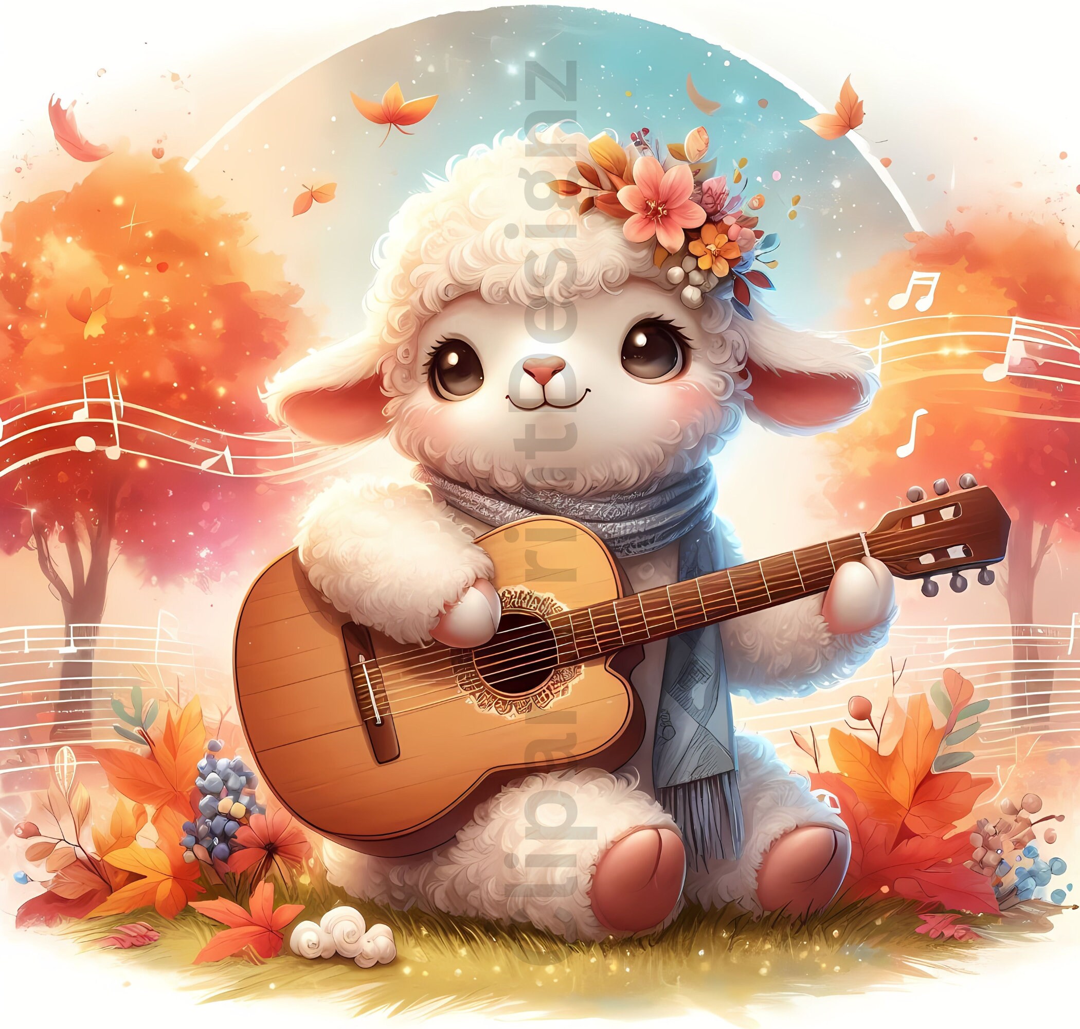 Cute Fall Lambs Clipart Bundle, Watercolor Lamb Clip Art Images, High ...