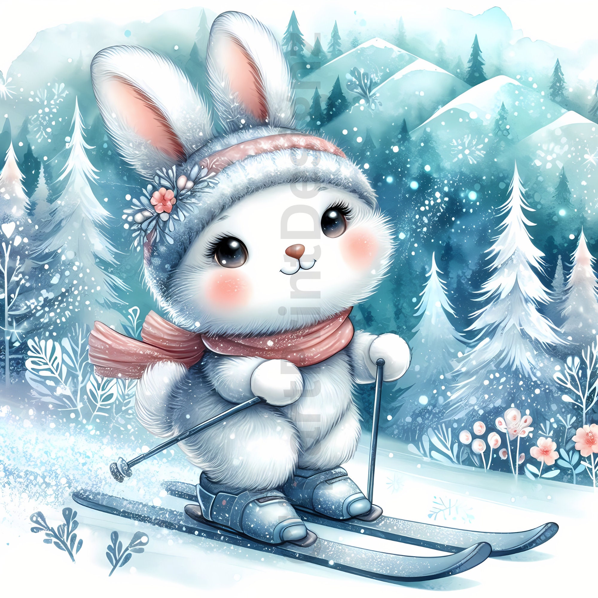 Cute Winter Woodland Animals Clipart Bundle Festive - Etsy