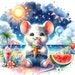 Cute Summer Mouse Clipart Bundle, Watercolor Mice Clip Art Images, High ...