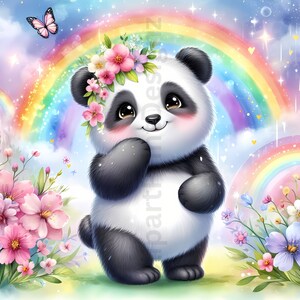 Cute Spring Pandas Clipart Bundle, Watercolor Clip Art Images, High ...