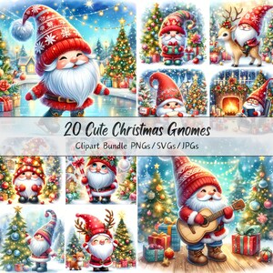 Cute Christmas Gnomes Clipart Bundle, Xmas Gnome Clip Art Images ...