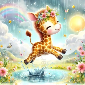 Cute Spring Giraffes Clipart Bundle, Watercolor Clip Art Images, High ...