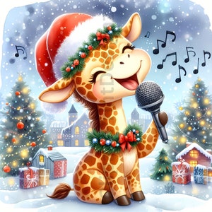 Cute Christmas Giraffes Clipart Bundle, Xmas Giraffe Clip Art Images ...