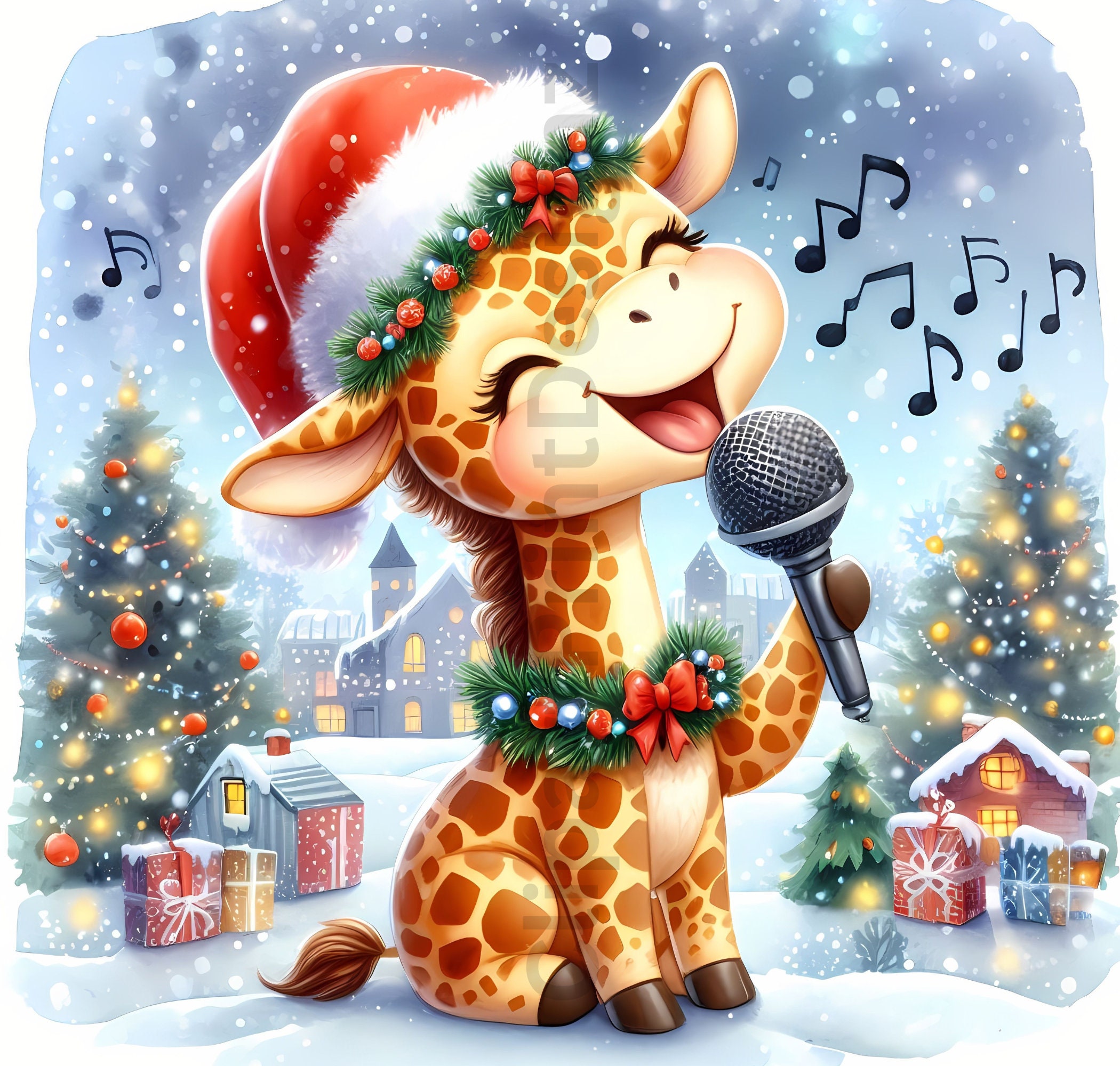 Cute Christmas Giraffes Clipart Bundle, Xmas Giraffe Clip Art Images ...