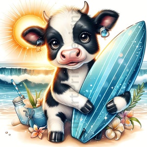 Cute Summer Cows Clipart Bundle, Watercolor Cow Clip Art Images, High ...