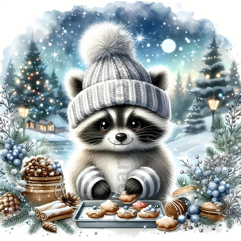 Cute Animals Baking Winter Treats, Clipart Bundle, Festive Watercolor ...
