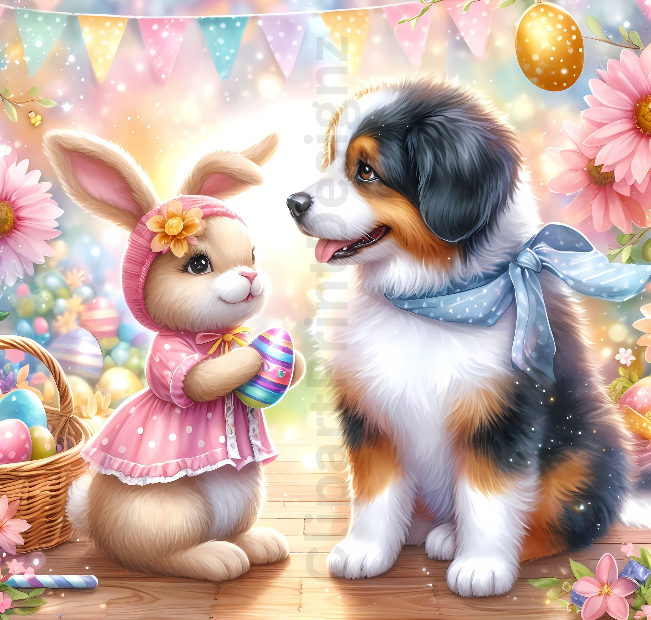 Cute Easter Dogs Clipart Bundle, Watercolor Clip Art Images, 20 High ...