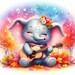 Cute Fall Elephants Clipart Bundle, Watercolor Elephant Clip Art Images ...