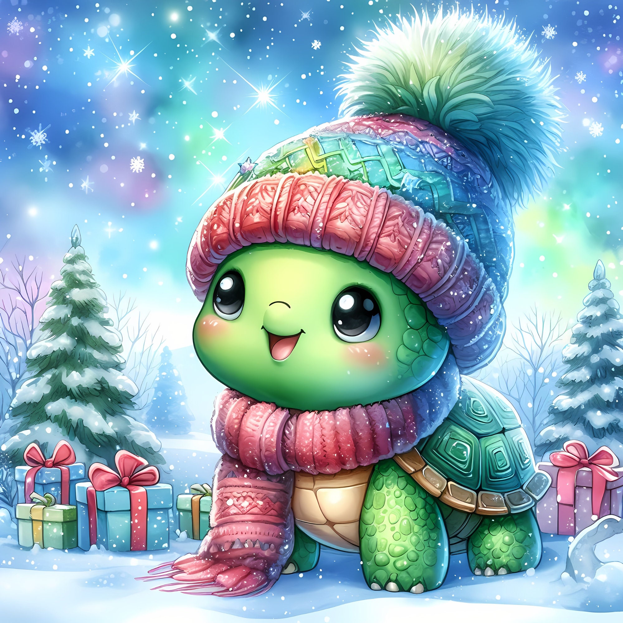 Cute Winter Turtles Clipart Bundle, Festive Watercolor Clip Art Images ...