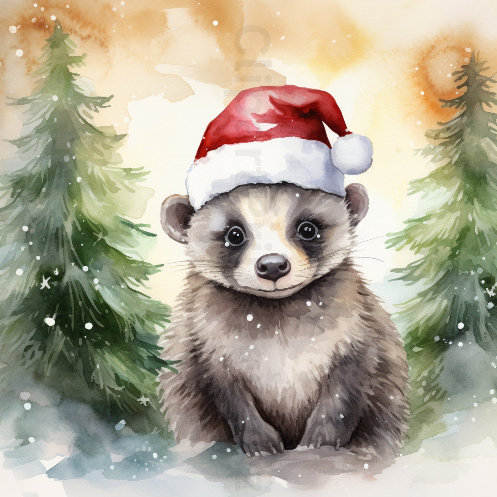 Cute Watercolor Woodland Christmas Animals, Christmas Woodland Clipart ...