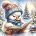 Cute Winter Animals Reading Clipart Bundle, Festive Watercolor Clip Art ...