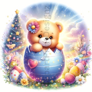 Cute Easter Teddy Bears Clipart, Funny Watercolor Animal Images, High ...