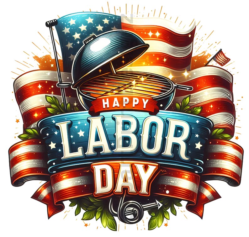 Happy Labor Day Banners Clipart Bundle, Watercolor Clip Art Images ...