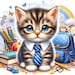 Cute Back to School Kittens Clipart Bundle, Watercolor Cat Clip Art ...