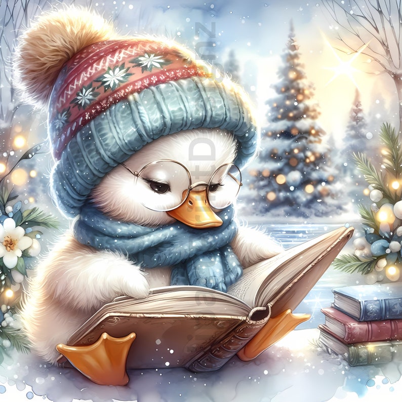 Cute Winter Duck Clipart Bundle, Festive Watercolor Clip Art Images, 20 ...