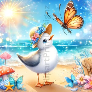 Cute Summer Animals and Butterflies Clipart Bundle, Watercolor Clip Art ...