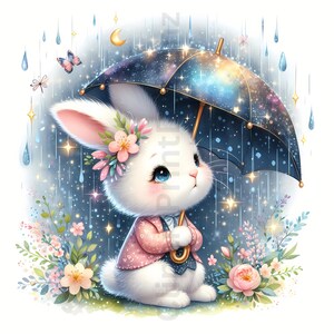 Cute Spring Bunny Clipart Bundle, Watercolor Clip Art Images, 20 High ...