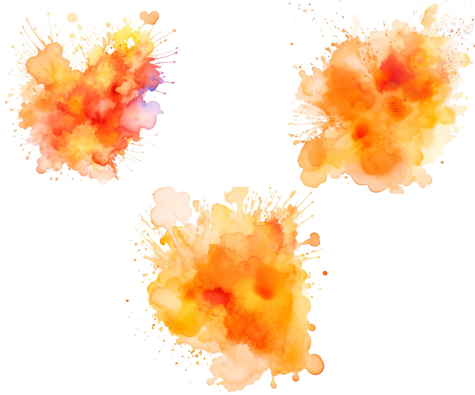 Watercolor Splash Clipart Bundle, Transparent Background, Splashed Art ...