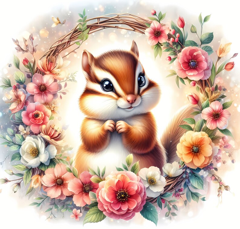 Cute Spring Chipmunks Clipart Bundle, Watercolor Clip Art Images, 20 ...