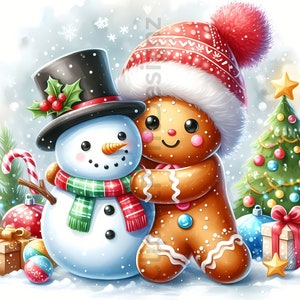 Cute Christmas Gingerbread Man Clipart Bundle, Xmas Men Clip Art Images ...