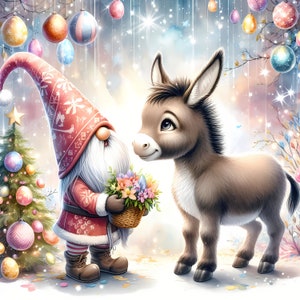 Cute Easter Donkeys Clipart Bundle, Watercolor Clip Art Images, 20 High ...