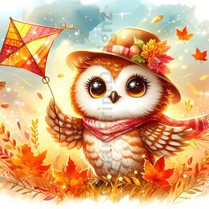Cute Fall Owls Clipart Bundle, Watercolor Autumn Owl Clip Art Images ...