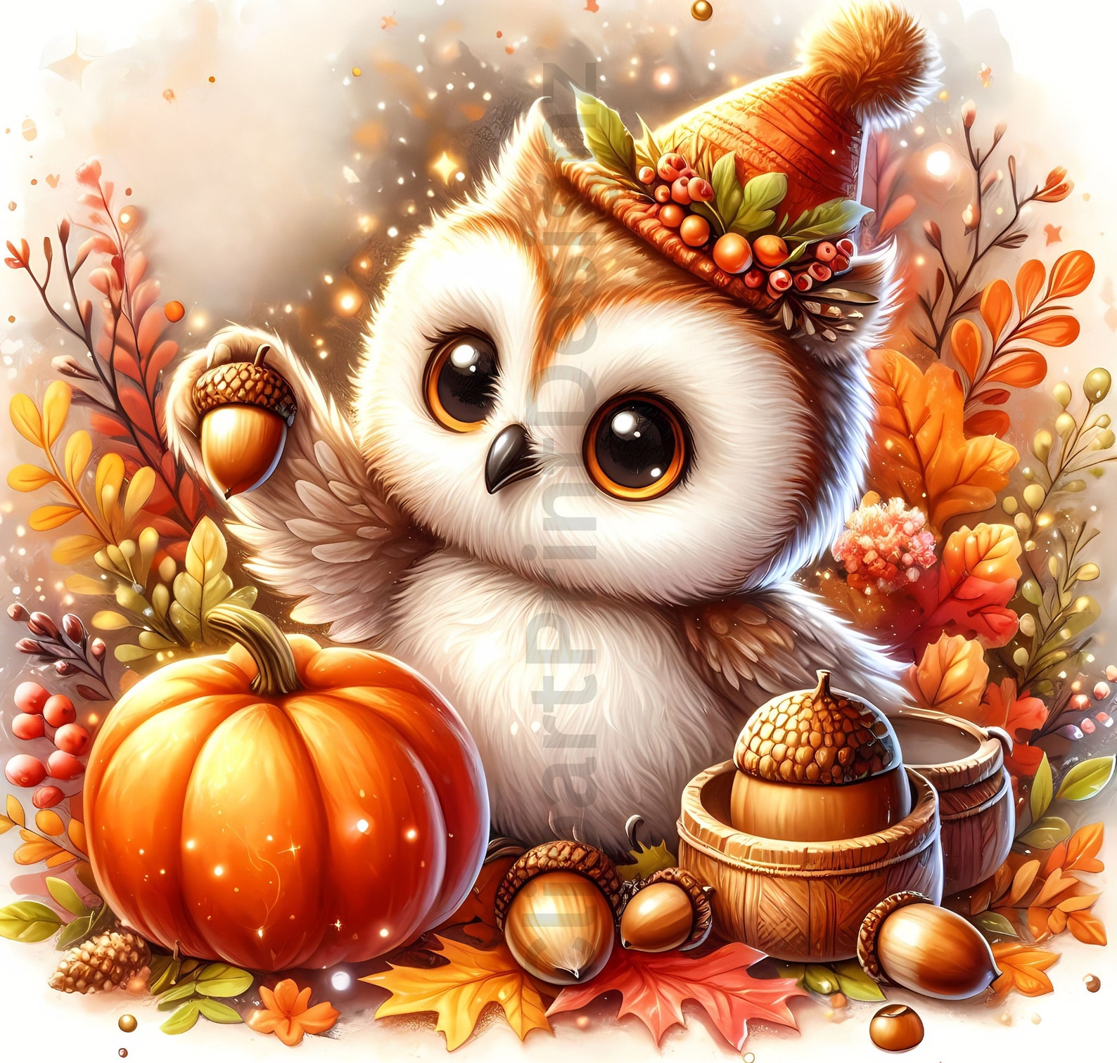 Cute Fall Owls Clipart Bundle, Watercolor Autumn Owl Clip Art Images ...