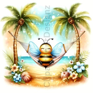 Cute Summer Bees Clipart Bundle, Watercolor Bee Clip Art Images, High ...