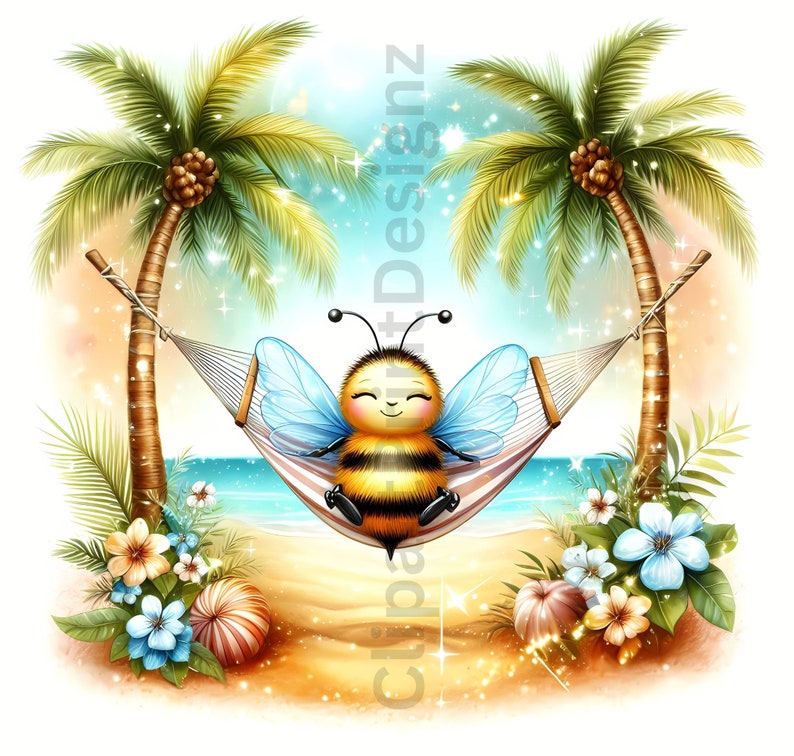 Cute Summer Bees Clipart Bundle, Watercolor Bee Clip Art Images, High ...