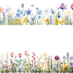 Watercolor Spring Flower Borders, Clipart Bundle, 20 High Quality Pngs ...