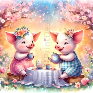 Cute Spring Pigs Clipart, Funny Watercolor Animal Images, High Quality ...