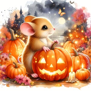 Cute Fall Mouse Clipart Bundle, Watercolor Autumn Mice Clip Art Images ...